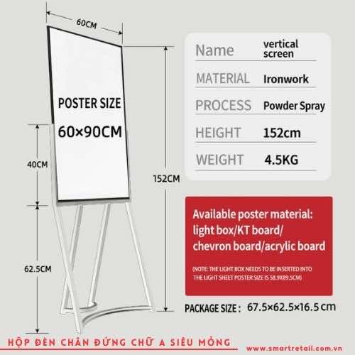 Hộp đèn LED chân đứng chữ A siêu mỏng LA69